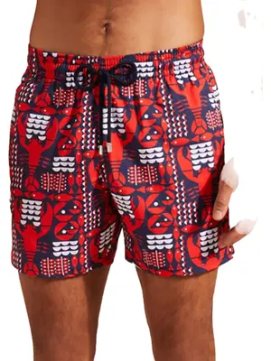 Vilebrequin Moorise Lobsters Print 5" Swim Trunks - Navy