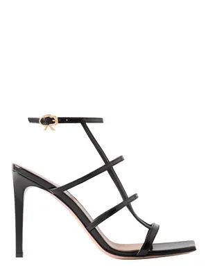 GIANVITO ROSSI 95 Glossed-leather Sandals - Black