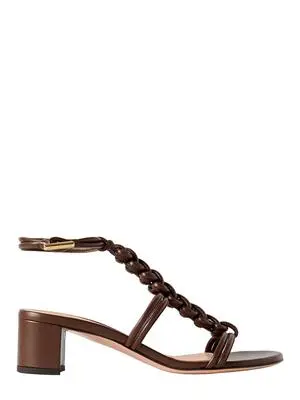 GIANVITO ROSSI Capua 45 Woven Leather Sandals - Brown