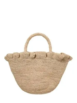 LOEFFLER RANDALL Cyris Ruffled Crocheted Raffia Tote