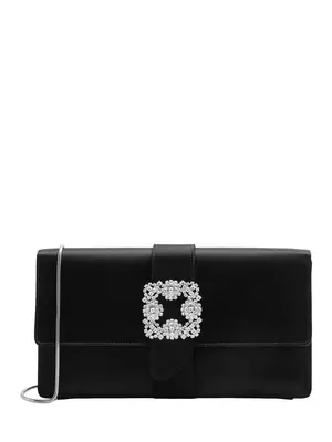 MANOLO BLAHNIK Capri Crystal-embellished Satin Clutch