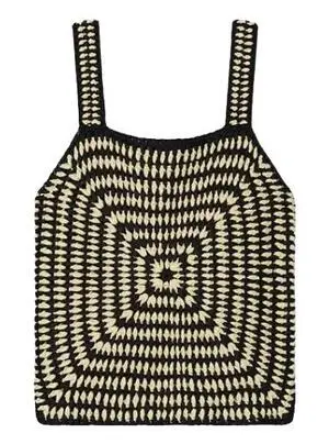Tory Burch Cotton Crochet Tank Top - Black/white