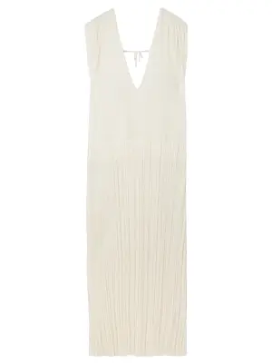 JIL SANDER Pleated Silk-plissé Maxi Dress - White