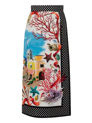DOLCE & GABBANA Capri Printed Cotton Maxi Skirt