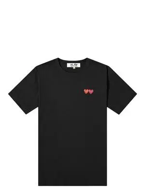 Play Comme Des Garcon Double Heart Tee - Black