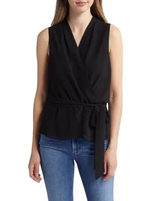NIKKI LUND Golriz Wrap Sleeveless Top - Black
