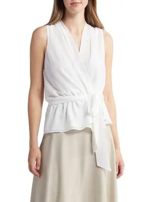 NIKKI LUND Golriz Wrap Sleeveless Top - White