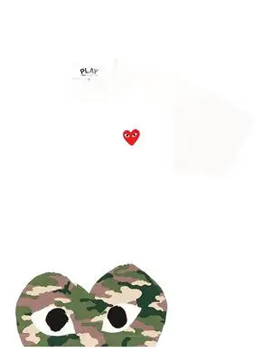 Play Comme Des Garcon Camouflage Half Heart Tee - White