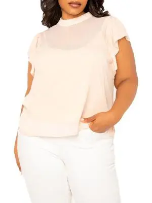 BUXOM COUTURE BUXOM COUTURE Ruffle Sleeve Top Blush