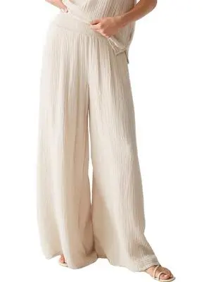 Michael Stars Simba Smocked Waist Wide Leg Pants - Cement