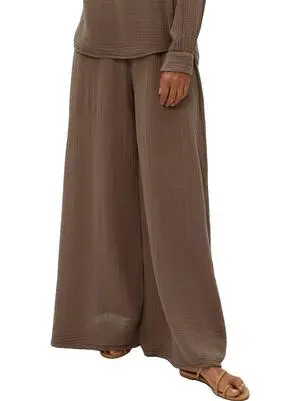 Michael Stars Simba Smocked Waist Wide Leg Pants - Cobblestone