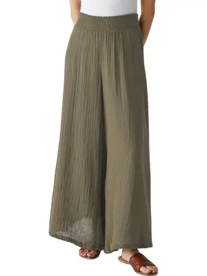 Michael Stars Michael Stars Simba Smocked Waist Wide Leg Pants Olive