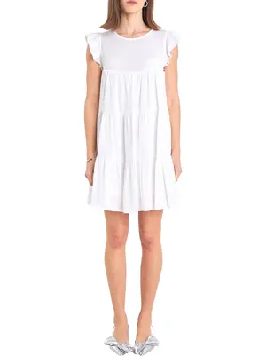English Factory Tiered Ruffle Dress - White