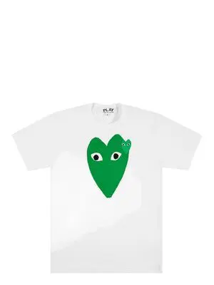 Play Comme Des Garcon Comme Des Gar�ons Short-sleeve Play T-shirt With Large Green Heart /green - White