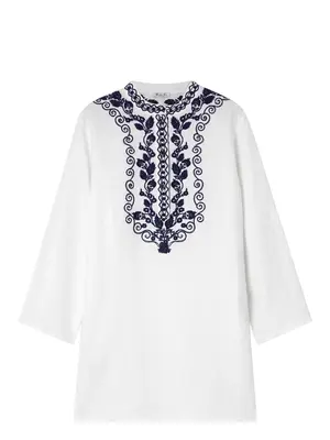 Loro Piana Embroidered Linen Blouse - White
