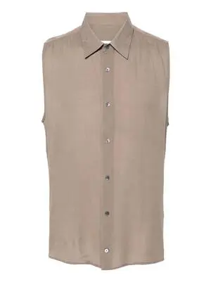 Ami Straight-collar Crepe Shirt - Neutrals