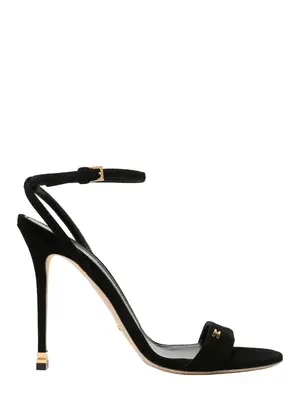 Elisabetta Franchi 105mm Metal-logo Suede Sandals - Black