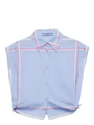 PRADA Prada Sleeveless Cropped Poplin Shirt