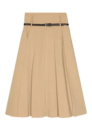 REJINA PYO Odette Belted Pleated Midi Skirt - Brown