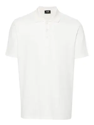 Fendi Ff-pattern Cotton Polo Shirt - White