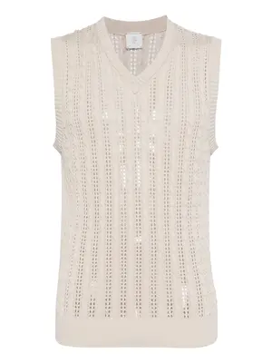 Eleventy Knitted Cotton Vest - Neutrals