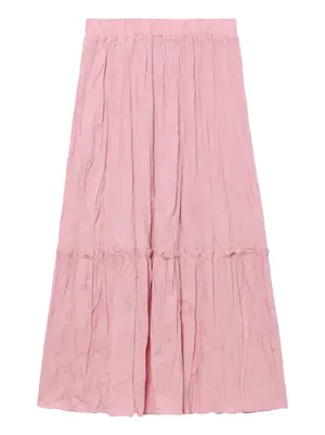 TOUT A COUP A-line Tiered Midi Skirt - Pink