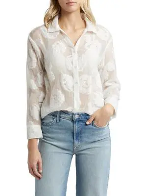 NIKKI LUND Liz Embroidered Floral Shirt - White
