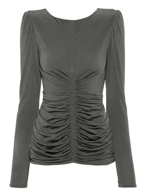 Givenchy Ruched Long-sleeve Top - Grey