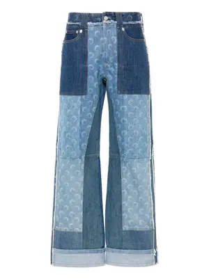 MARINE SERRE Patchwork Straight-leg Jeans - Blue