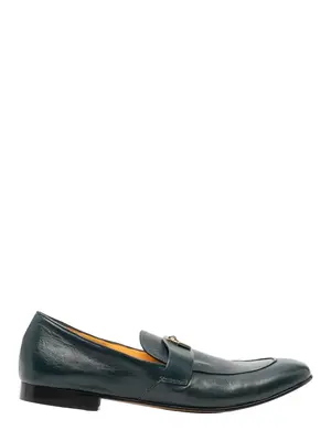 MADISON.MAISON Lock Leather Loafers - Green
