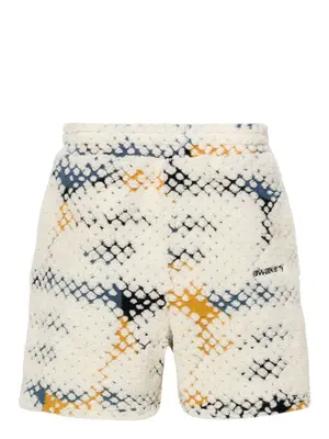 AWAKE NY Printed Fleece Shorts - Neutrals