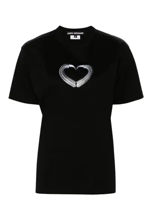 Junya Watanabe Graphic-heart Print T-shirt - Black