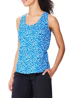 NIC+ZOE Tech Stretch Seamed Performance Tank - Blue Multi
