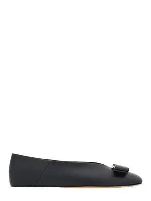 FERRAGAMO Vara Leather Ballerinas - Black
