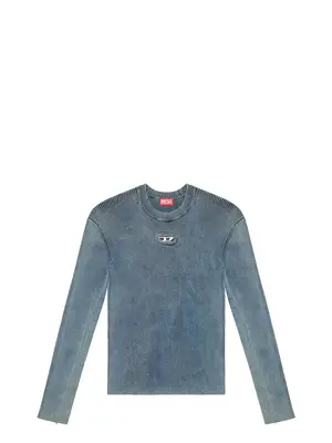 DIESEL Appliqué-logo Ribbed Top - Blue