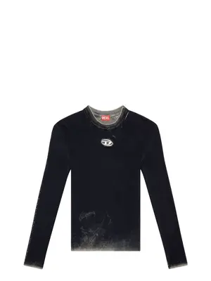 DIESEL Appliqué-logo Ribbed Top - Black