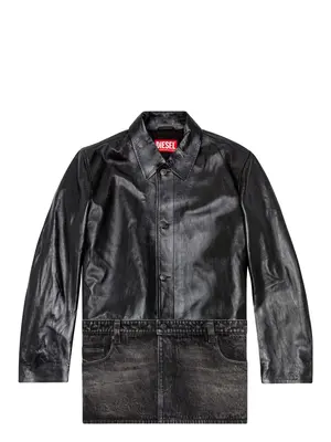 DIESEL® L-bretch Leather Jacket - Black