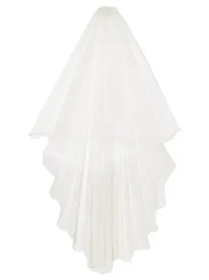 CLIO PEPPIATT Chantilly Embellished Scalloped Tulle Veil - Ivory