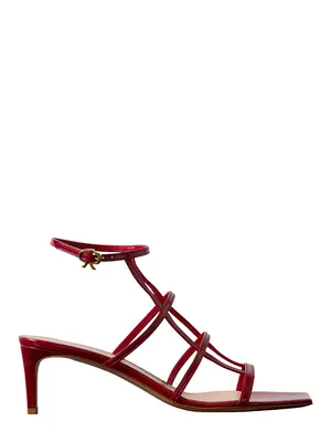 GIANVITO ROSSI 55 Glossed-leather Sandals - Red