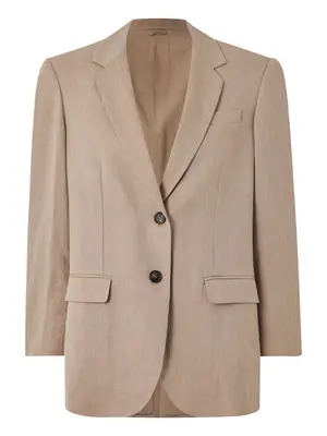 Brunello Cucinelli Linen And Wool-blend Blazer - Brown