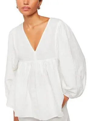 Whistles Gloria Linen Blend Blouse - White