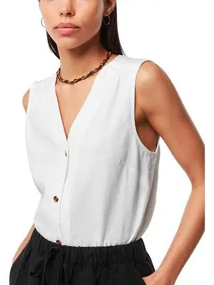 Whistles Laura Linen Tank Top - White