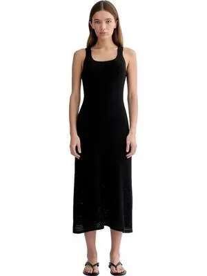 Everlane Crochet Knit Tank Top Dress - Black