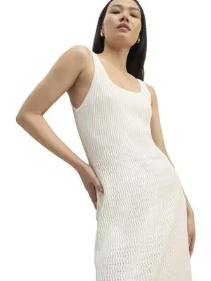 Everlane Crochet Knit Tank Top Dress Bone White