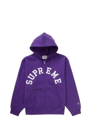 Supreme Champion Zip Up Hooded Sweatshirt - Purple