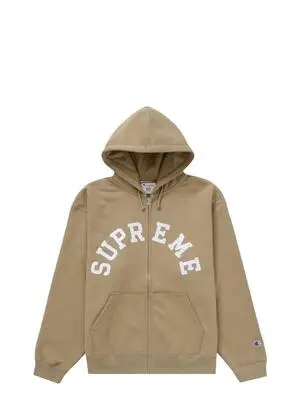 Supreme Champion Zip-up Hooded Sweatshirt - Tan