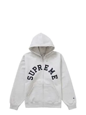 Supreme Champion Zip Up Hooded Sweatshirt - Ash Grey