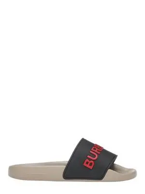 Burberry Embossed Logo Slide - Black/red/tan