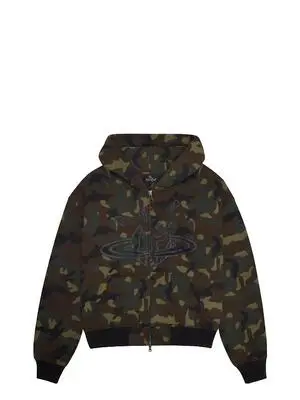 BROKEN PLANET Camo Planet Zip-up Hoodie - Camo Green