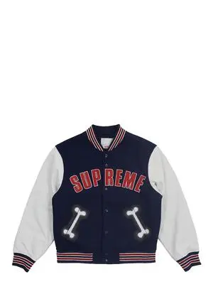 Supreme Bone Varsity Jacket - Navy Blue